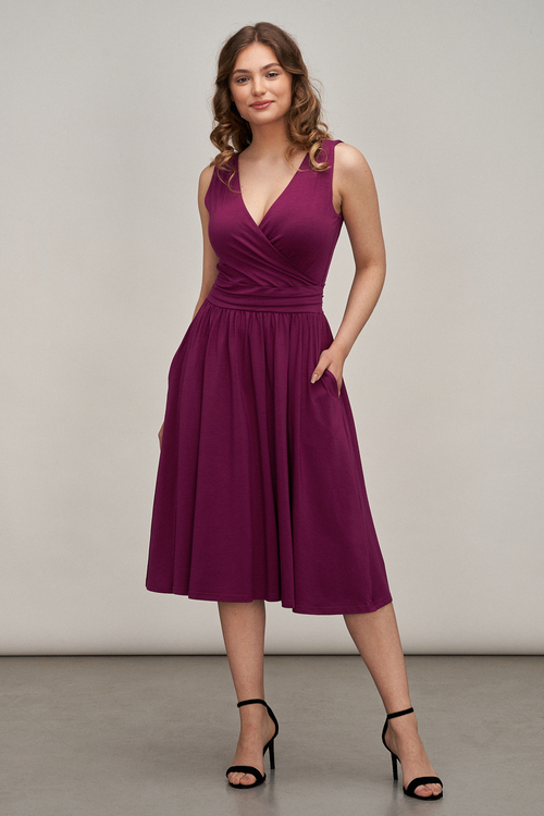 Sukienka na ramiączkach midi Rim PANTONE - Raspberry Radiance ...