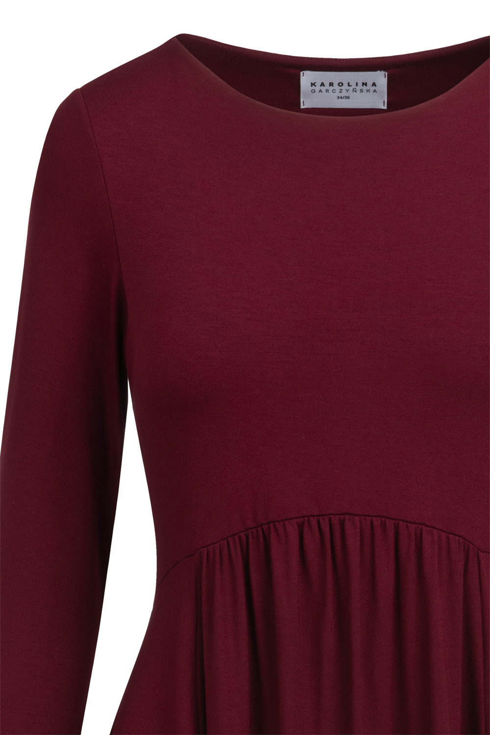 Amy - Sukienka z okrągłym dekoltem z wiskozy AirJet bordowa | NOWA ...